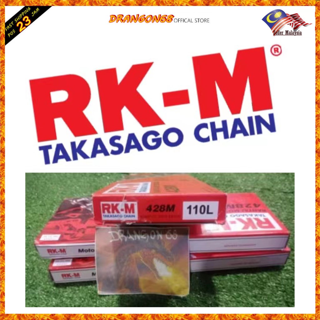 RKM CHAIN 🔥 428M 🔥 ALL SIZE (RK-M TAKASAGO CHAIN) RANTAI MOTOR🔥 ...