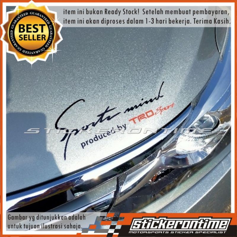 Sticker Bonet Sport Mind Toyota TRD Sport Car Vios Passo Myvi Altis ...