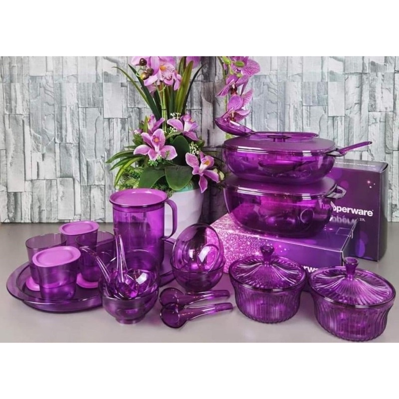 [ TUPPERWARE Combo Purple Royal Crystalline Set (11pcs) | Shopee Malaysia