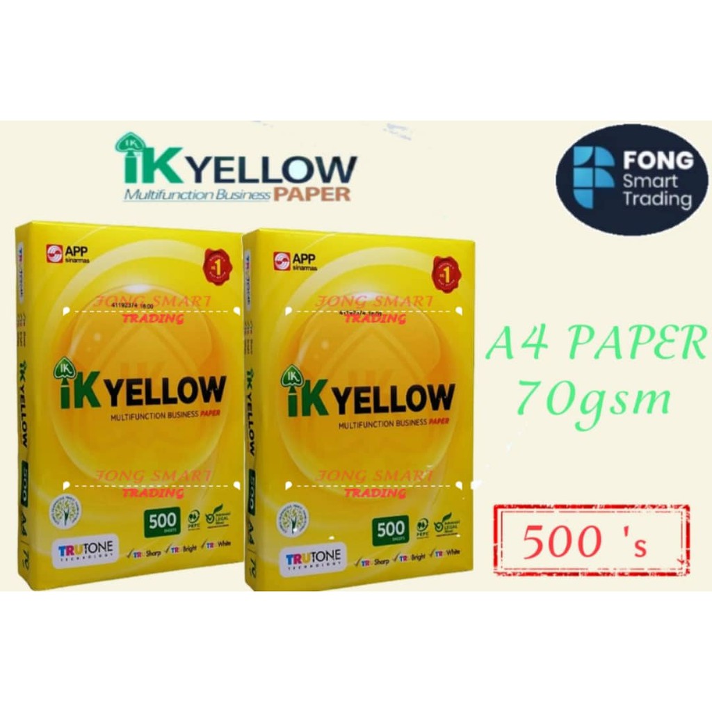 IK YELLOW A4 PAPER 70GSM 500'SHEETS | Shopee Malaysia