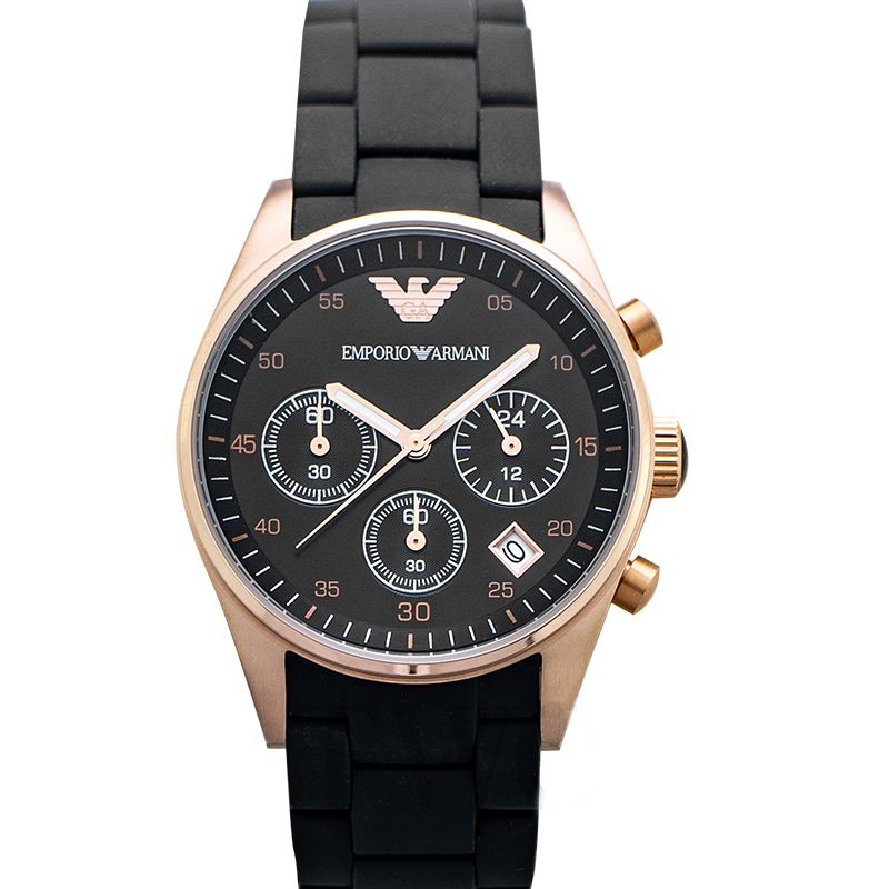 Authentic Original Emporio Armani Women's Black PVD Rose Gold Pleated ...