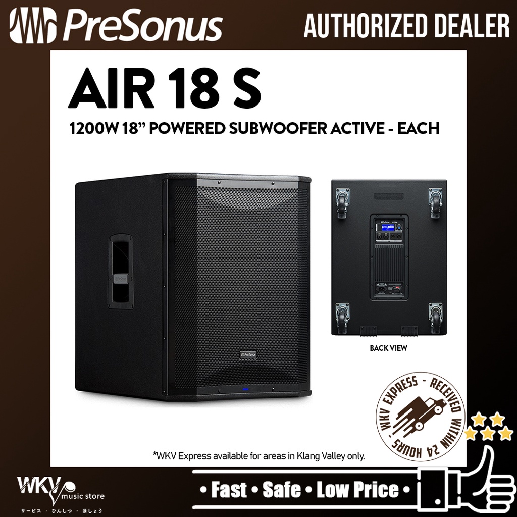PreSonus AIR18s 1200W 18" Powered Subwoofer Active PA Subwoofer (AIR ...