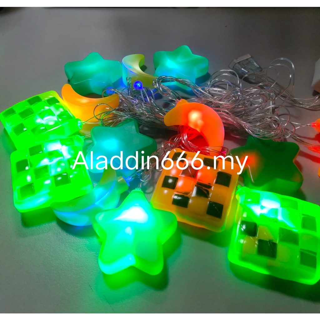 LED Lampu Hari Raya Aidilfitri Mix Ketupat +Bintang +Bulan 5 Meter ...