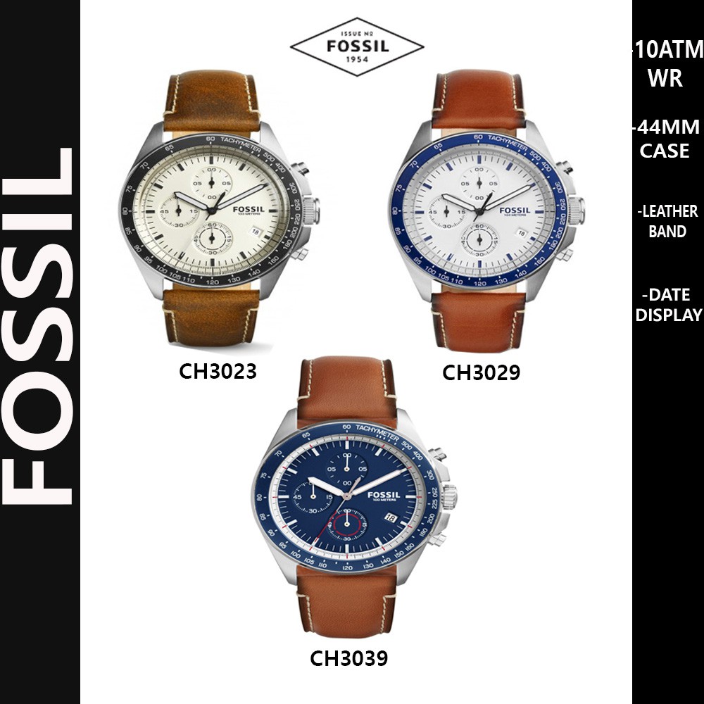 FOSSIL Analog 3 Hands Leather Band Men's Watch | Shopee Malaysia
