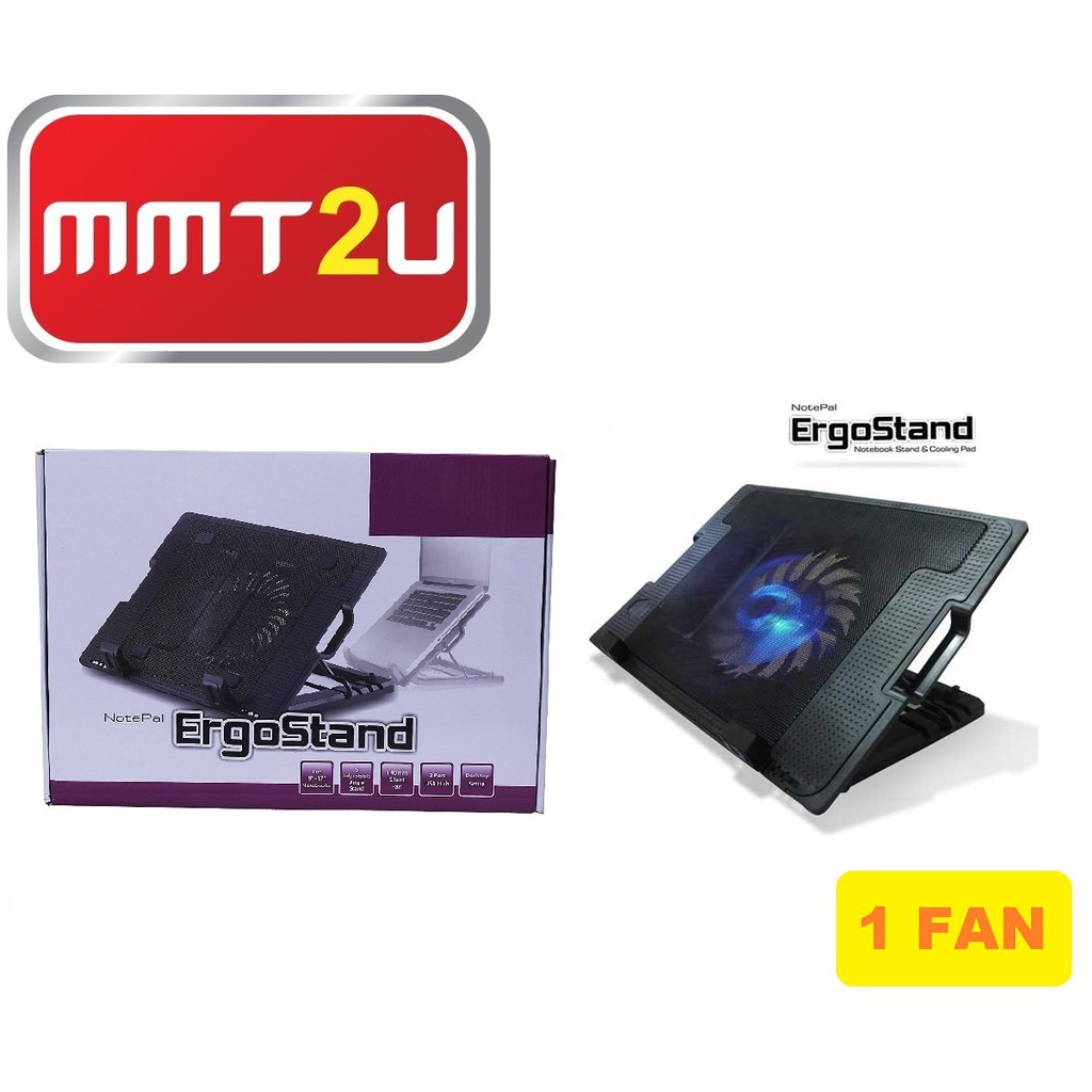 NOTEBOOK COOLER PAD ERGOSTAND 1 BIG FAN WITH 4 ADJUSTABLE ANGLE STAND ...