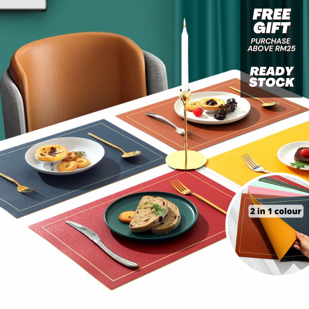 Premium Table Mat Coaster Color Anti Slip WaterProof Placemat Alas Meja ...