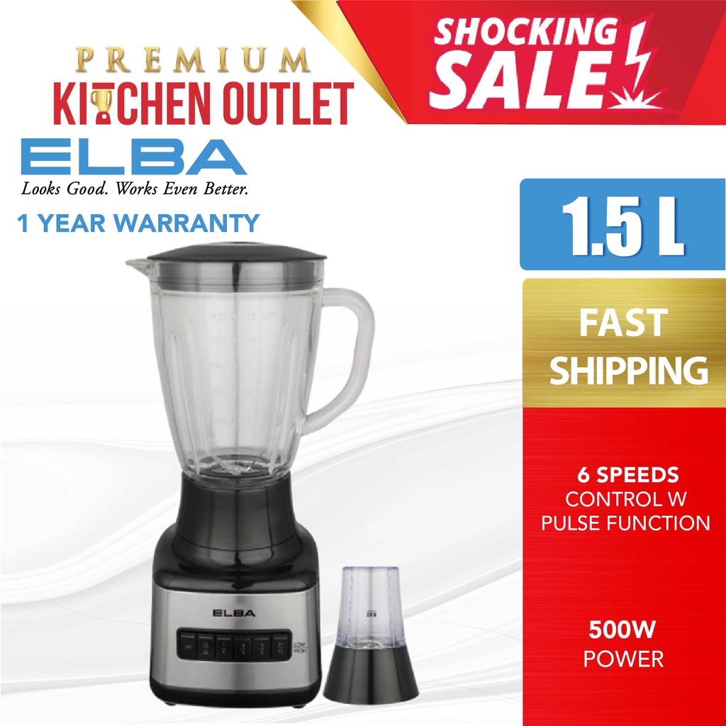 Elba 1.5L 500W Blender | 6 Speeds | 2 Speeds | Safety Lock | EBG-K1556G ...
