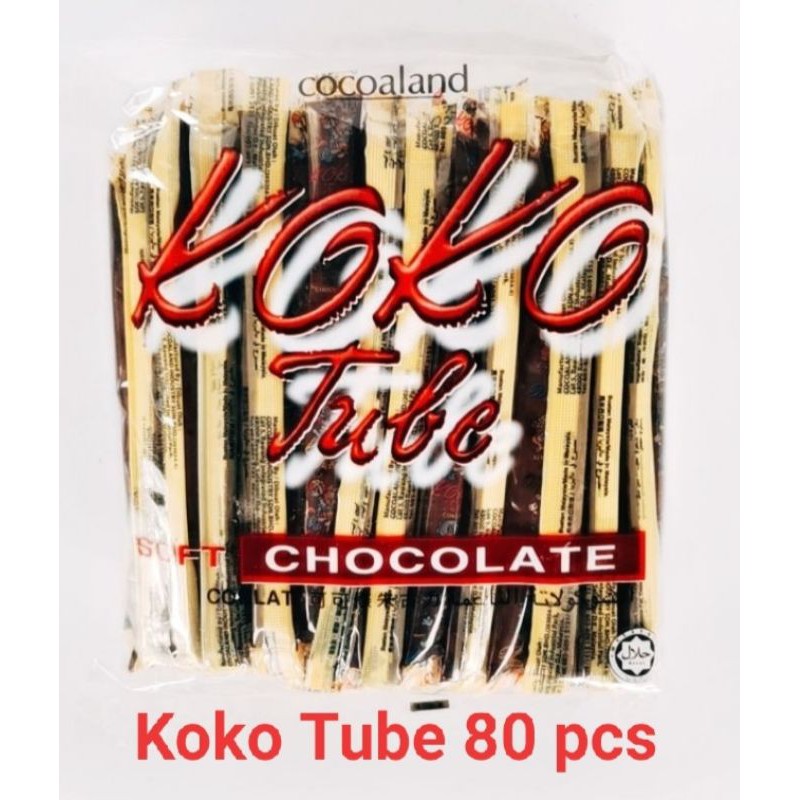 [Ready Stock] 80pcs Koko Tube Chocolate Cocoaland / Chocolate Snack Kids Party Ice Cream Choki ...