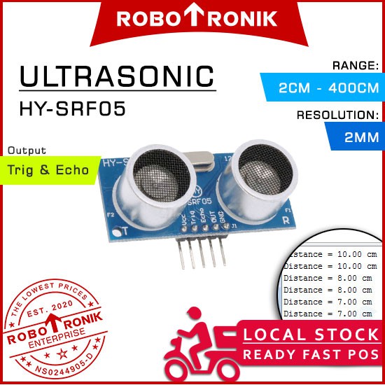 HY-SRF05 Ultrasonic Range Detector Distance Sensor (2cm - 400cm) 2mm ...