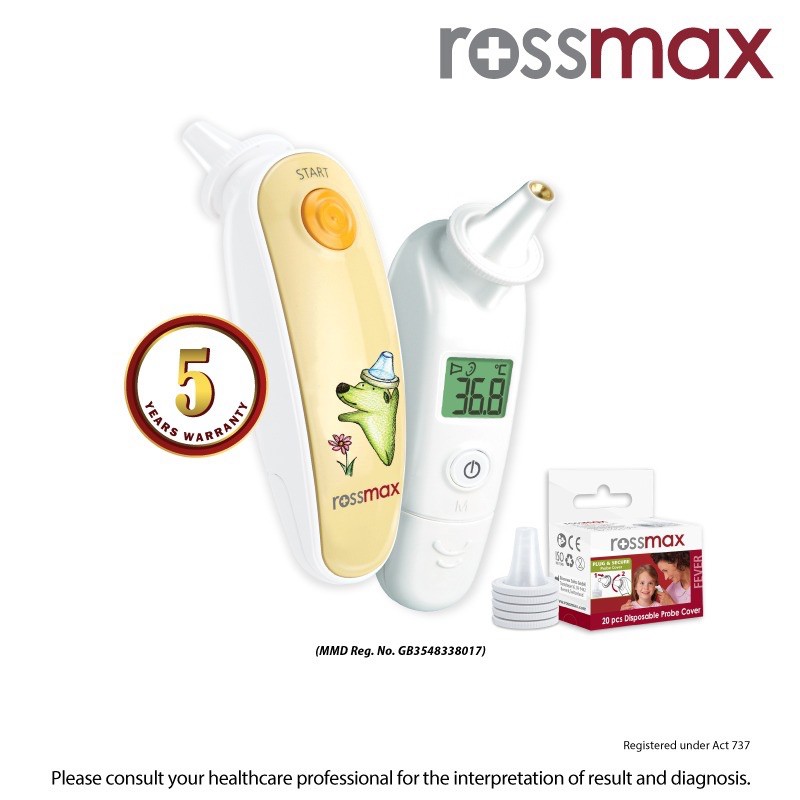 [With free probe cover 20's] Rossmax Infrared Ear Thermometer RA600 ...