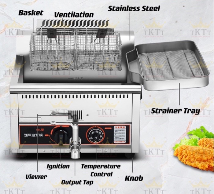 TKTT 17L Taiwan LPG Gas Deep Fryer Commercial Automatic Western ...