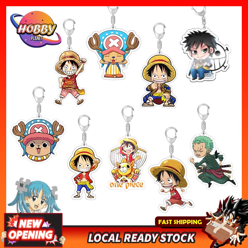 ONE PIECE Acrylic Keychain Luffy Keyring Cartoon Anime Action Figure ...