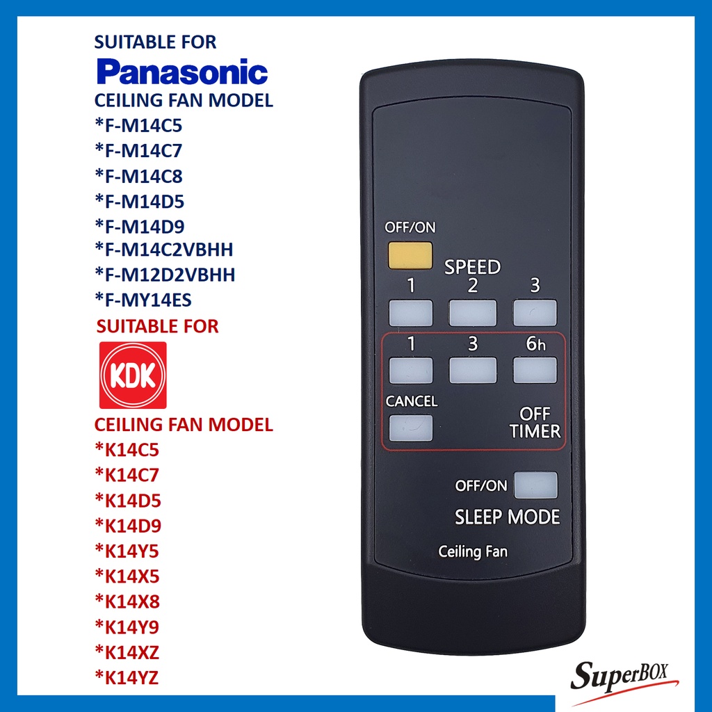 Panasonic KDK 3 Speed Ceiling Fan Remote Control Replacement | Shopee ...