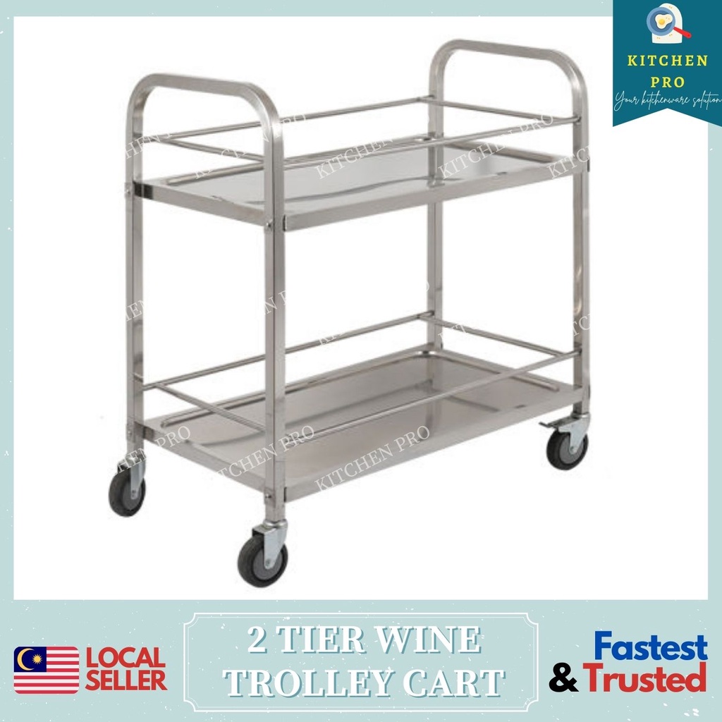 𝐊𝐈𝐓𝐂𝐇𝐄𝐍 𝐏𝐑𝐎 | Stainless Steel 2 Tier Wine Rack Trolley / Multi Rack ...