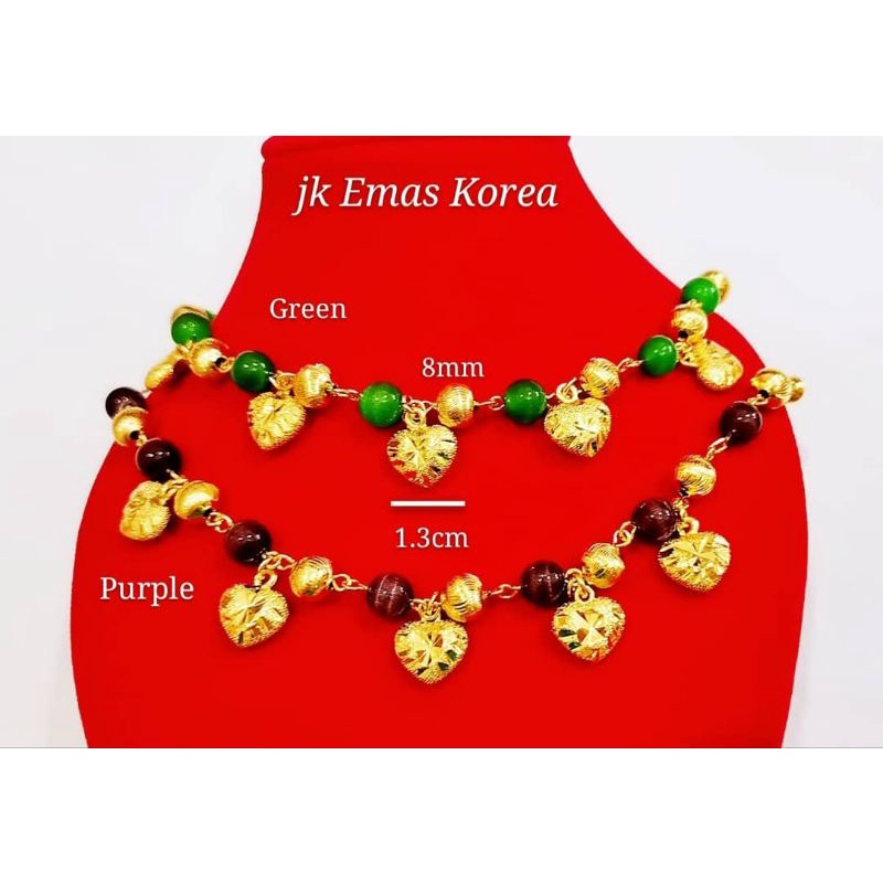 Rantai tangan boba 8mm mas Bangkok bracelet gold plated free cop ...