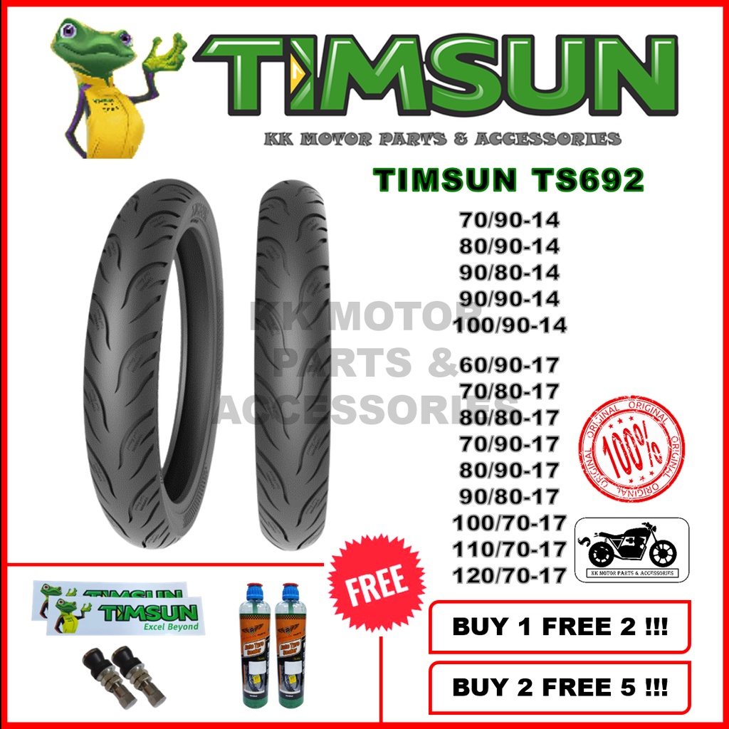 TIMSUN TIRE TS692 TS 692 TUBELESS TAYAR 60/90-17 70/90-17 70/80-17 80/ ...