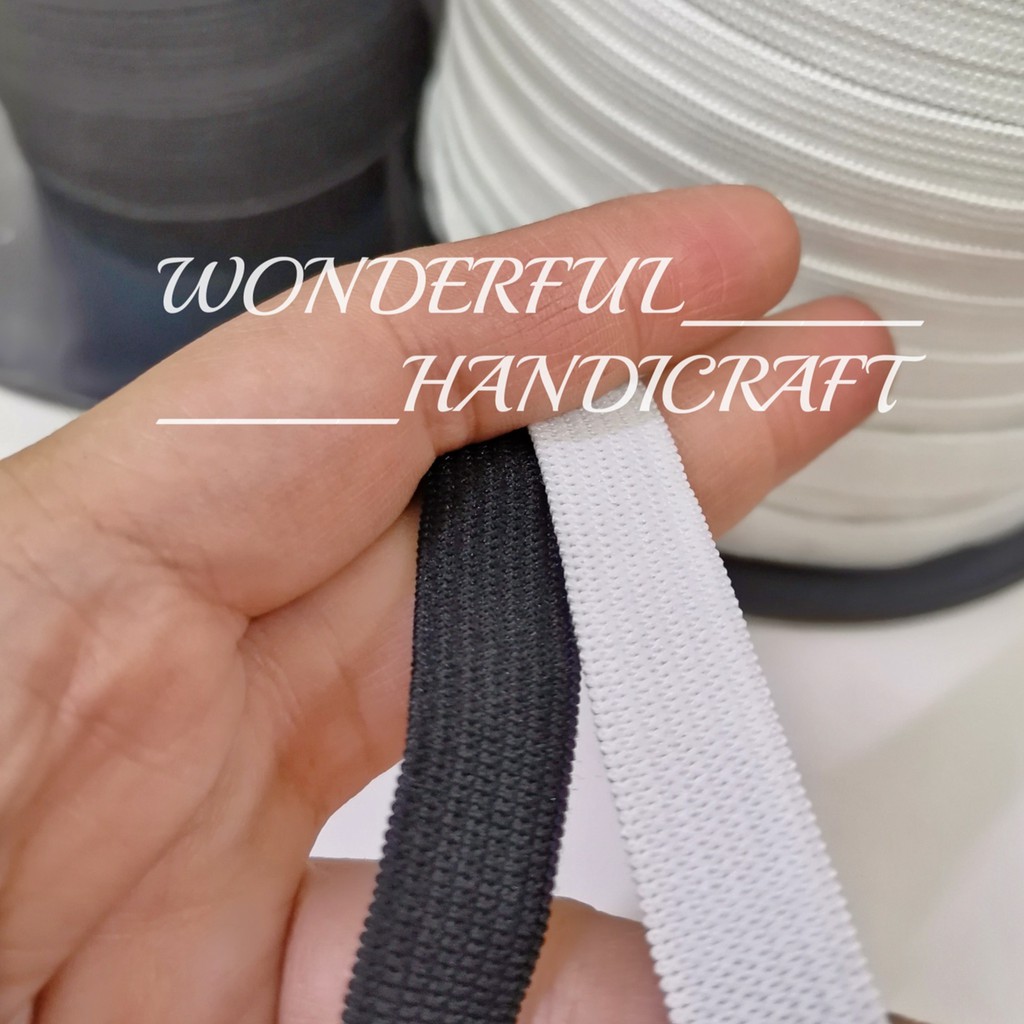 1 roll 144 yard getah hitam / putih 1/2inchi Getah Lembut/ Elastic Band ...