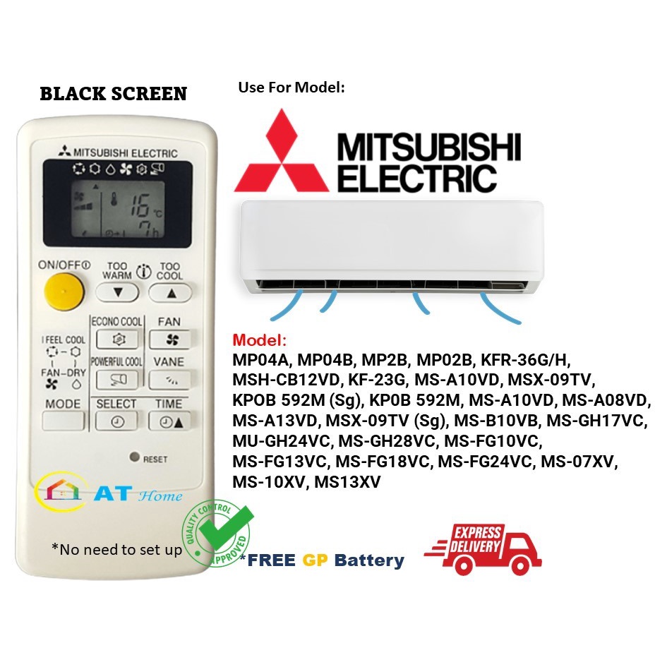 Mitsubishi Electric Aircond Remote control MP04A MP04B MP02B KFR-36G/H MSH-CB12VD KF-23G MX-10XV ...