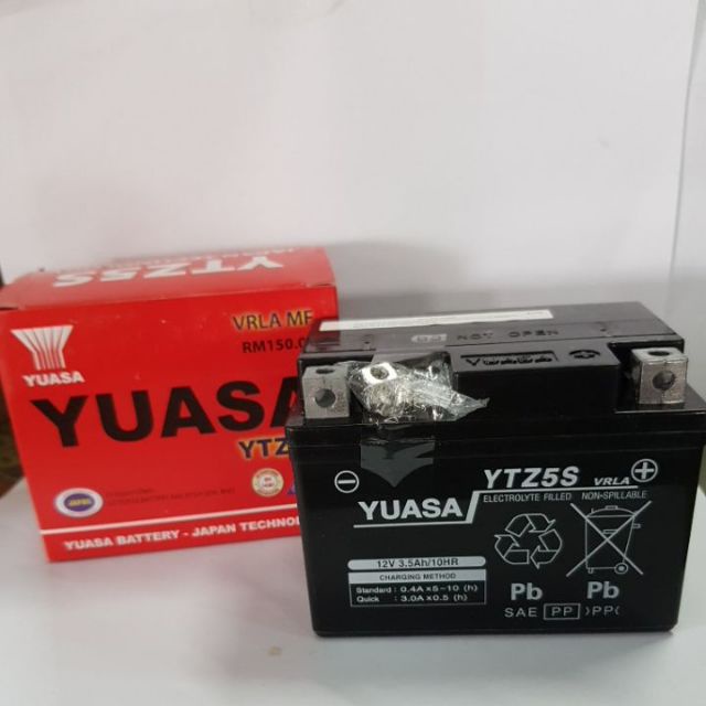YTZ5S-BS YUASA BATTERY 100% ORIGINAL FOR Y15ZR, LAGENDA, LC135, EGO ...