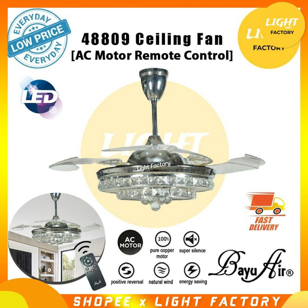 Bayu Air Modern Crystal 48'' Ceiling Fan 3 Color LED Ceiling Fan Remote ...