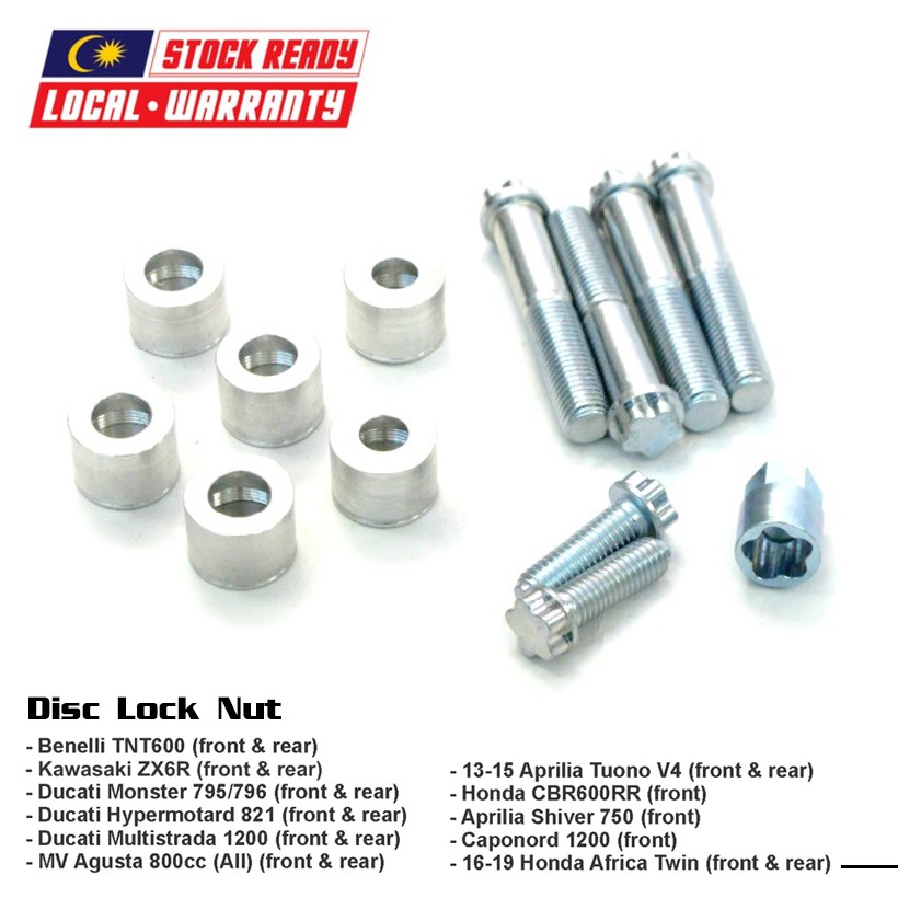 Caliper Nut / Disc Lock Nut / Screw for Benelli / Kawasaki / Ducati ...
