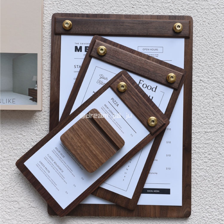 Retro High-End Solid Wood Vertical Menu Clip Brass Snail Button Writing ...