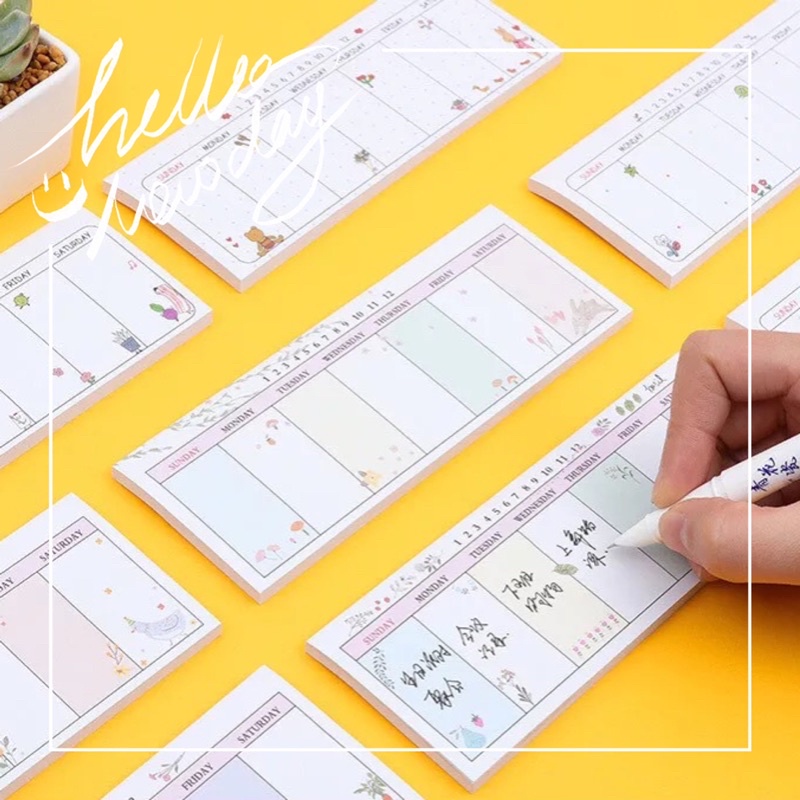 weekly daily planner sticky note memo days plan time | Shopee Malaysia