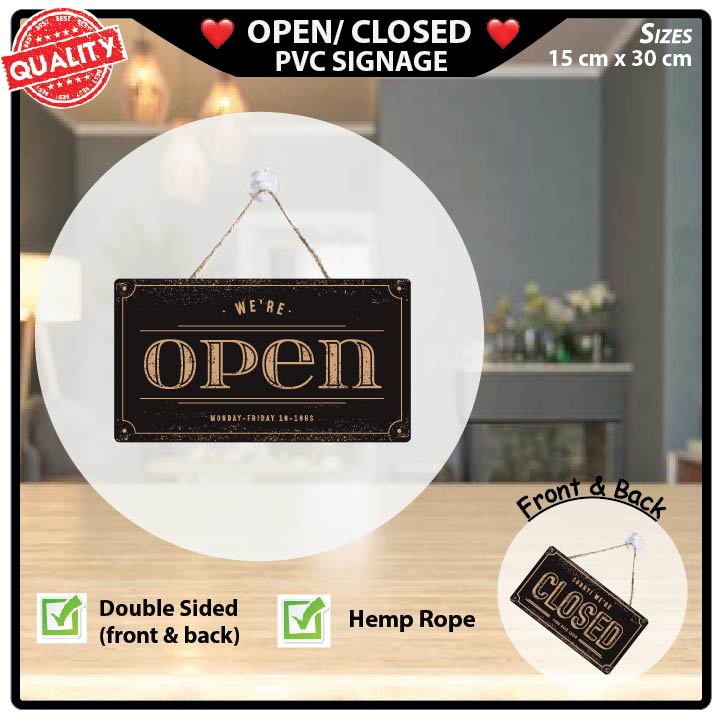 Open Close Signage for Shops, We're Open, We're Close PVC signage ...