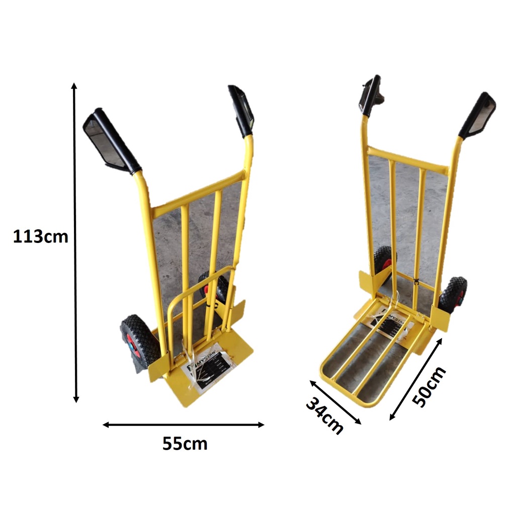 MYSTAR P900BA 2 Wheels Hand Trolley c/w 10" Pneumatic Wheel Troli ...
