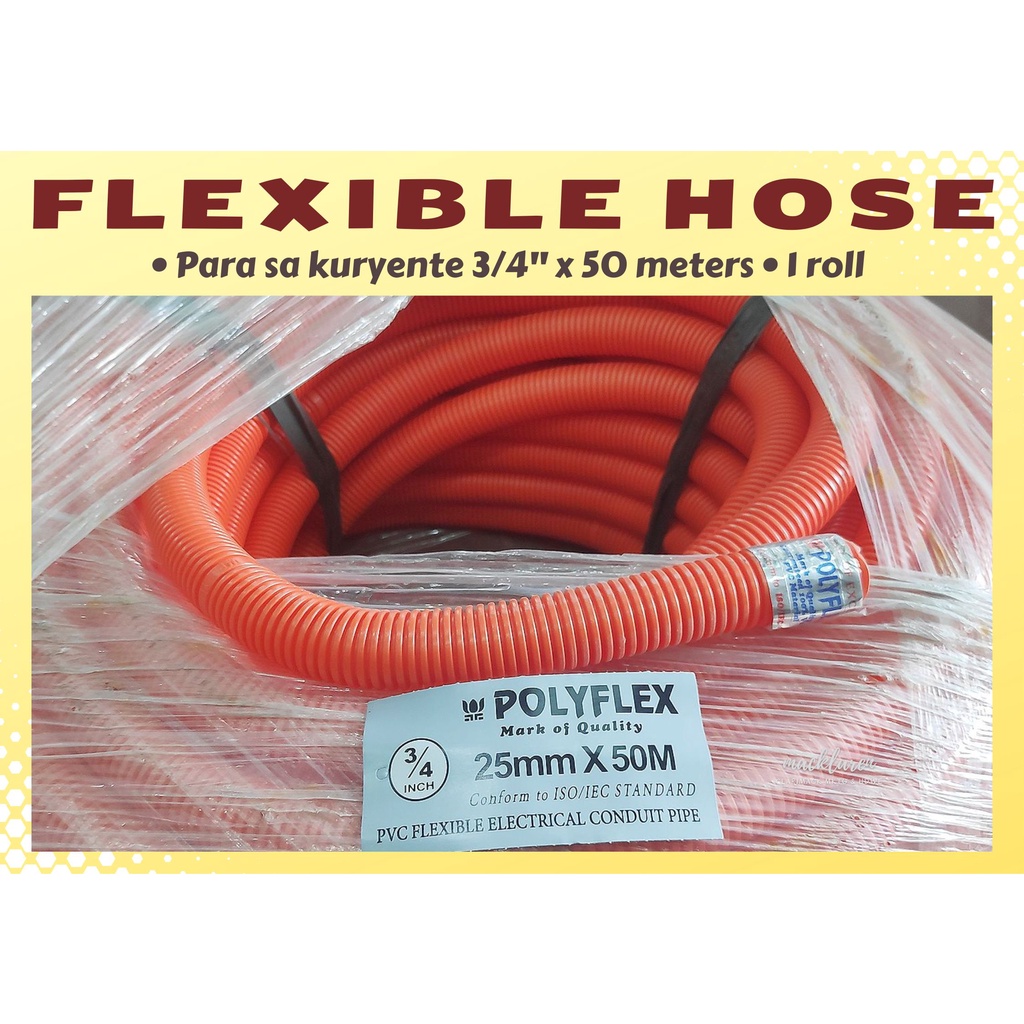 Flexible Hose Para sa Kuryente Electrical Use Conduit Pipe 3/4 " x 50 meters - PVC Corrugated ...
