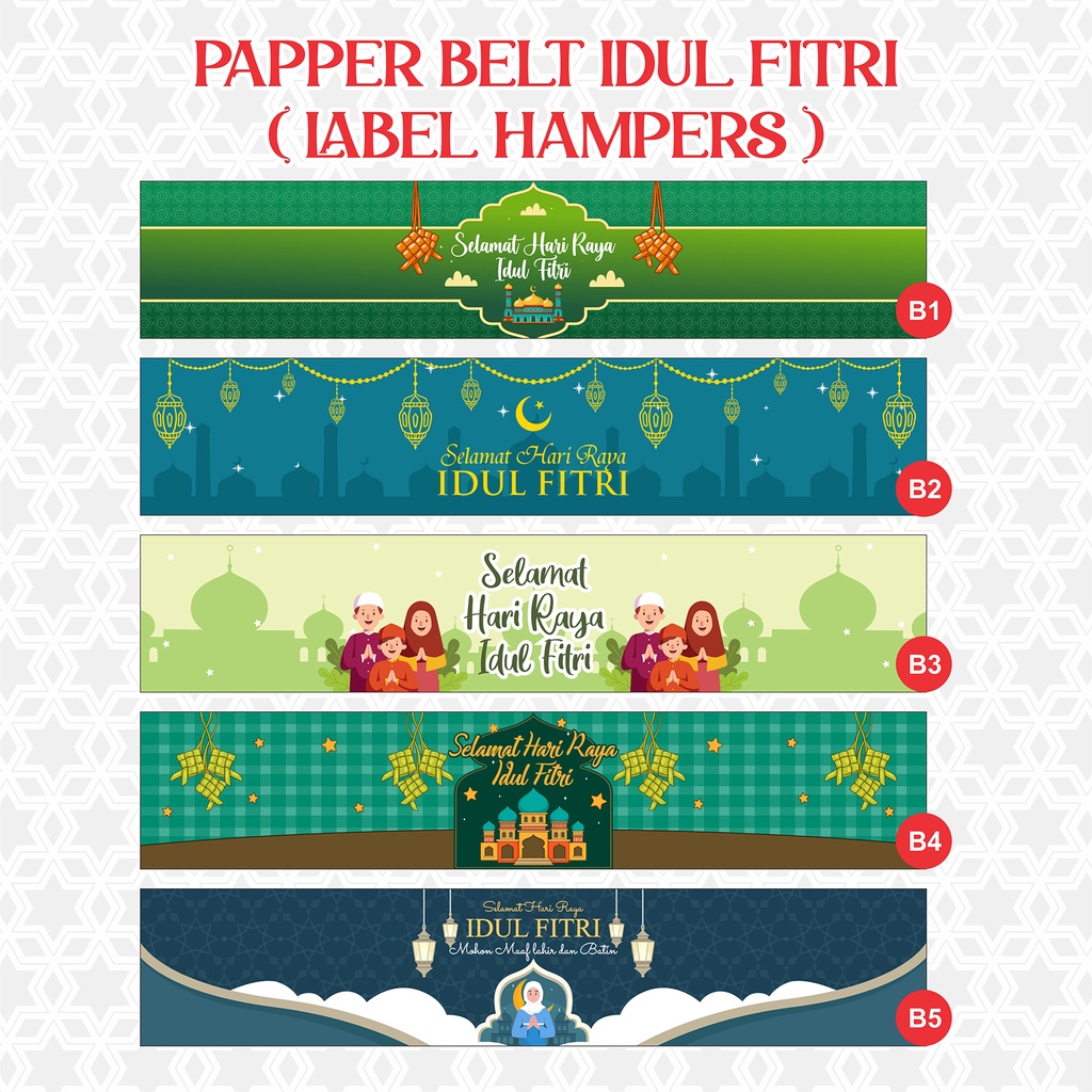 Eid Al-Fitr Paper Belt / Paper Sleeve / Hampers Label / Eid Label ...