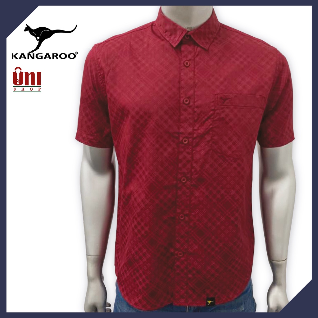 Kangaroo Men Collar Shirt KCSS-1299 (Black / Maroon) | Shopee Malaysia