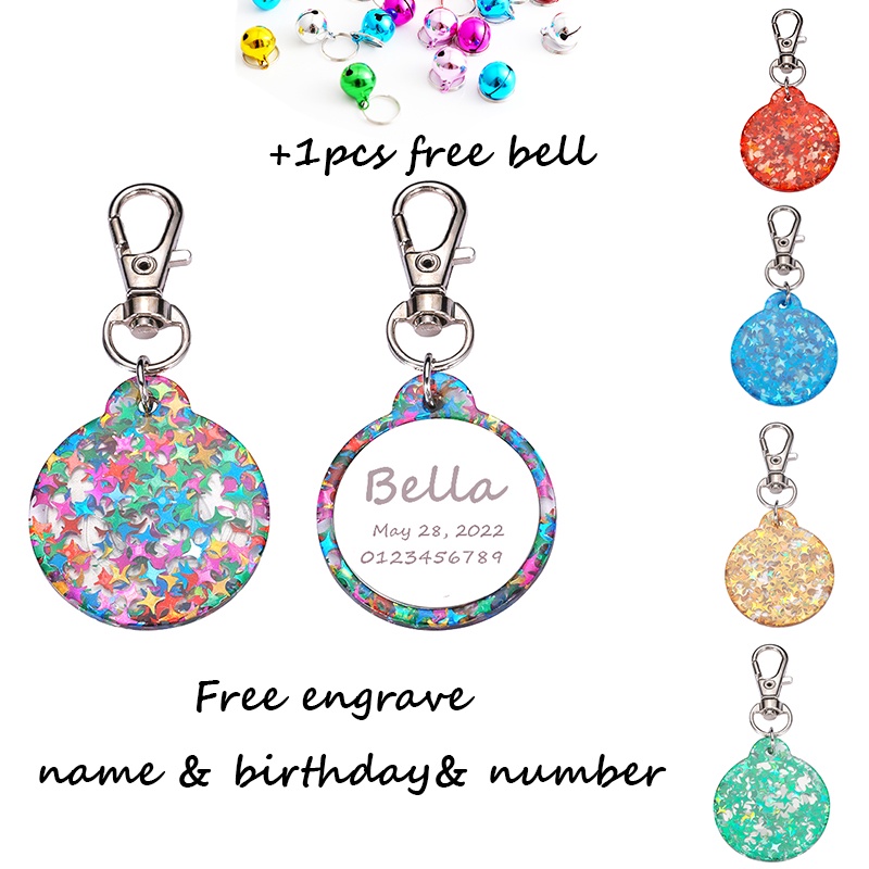 Free Customized Pets ID Tag Personalized Dog Cat Colorful Collar Anti ...