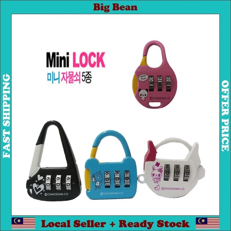 Mini Lock Cartoon 3 Digit Combination Password Locks Mini Suitcase ...