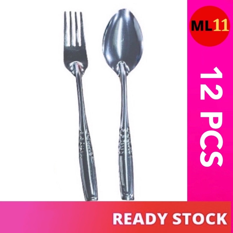 (12PCS) Stainless Steel Spoon & Fork / Food Grade Spoon / Sudu & Garfu ...