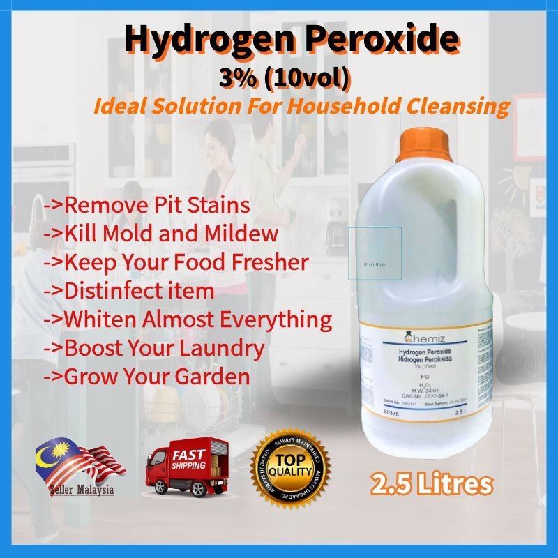 🔥H2O2 Hydrogen Peroxide 3% 过氧化氢 Food Grade 2.5L 🔥 Ready Stock and We ...
