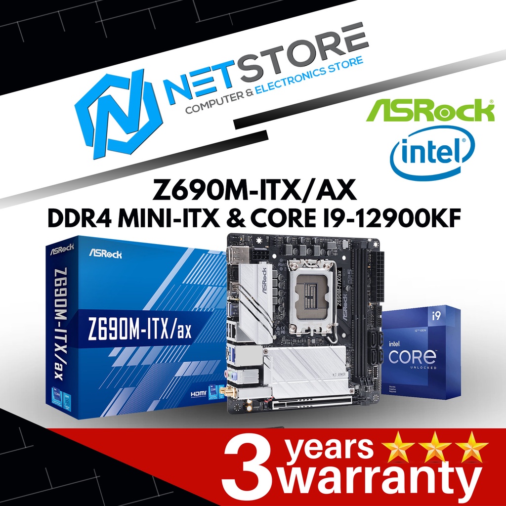 PWP ASROCK Z690M ITX/AX DDR4 MINI-ITX MOTHERBOARD & INTEL CORE I9 ...