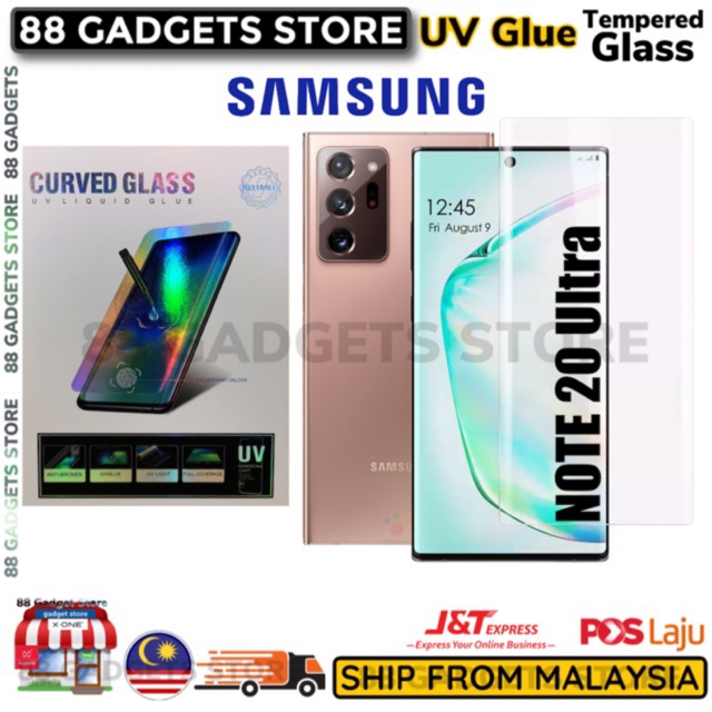 Samsung Note 20 Ultra / 10 / 10+ / 9 / 8 / S8 / S8+ / S9 / S9+ 3D Nano Liquid UV Glue Tempered ...