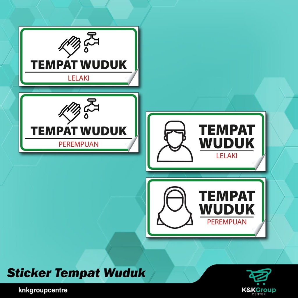 Sticker Stiker Tempat Wuduk Wudhu' Lelaki Perempuan Tempat Ambil Air ...
