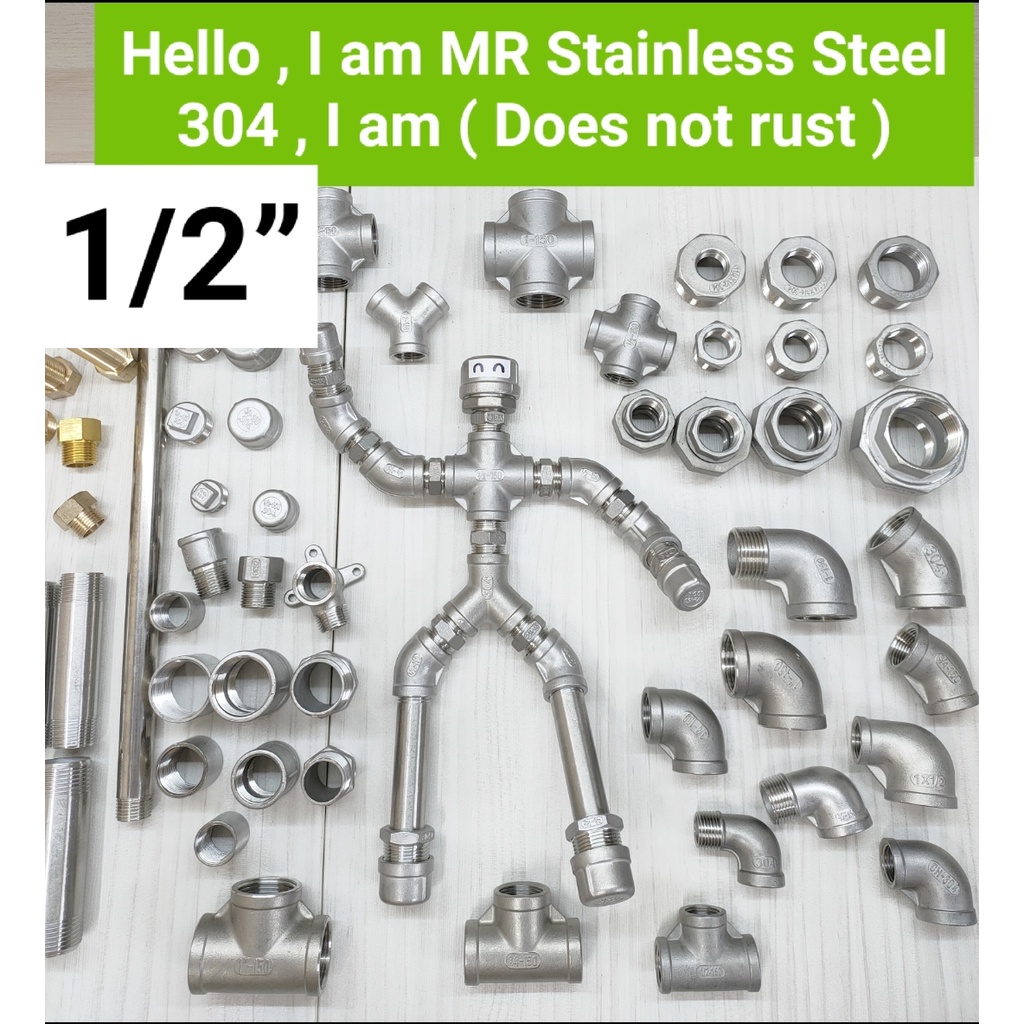 Stainless Steel 304 DN15 1/2''inch inci Elbow Socket Nipple Tee Union ...