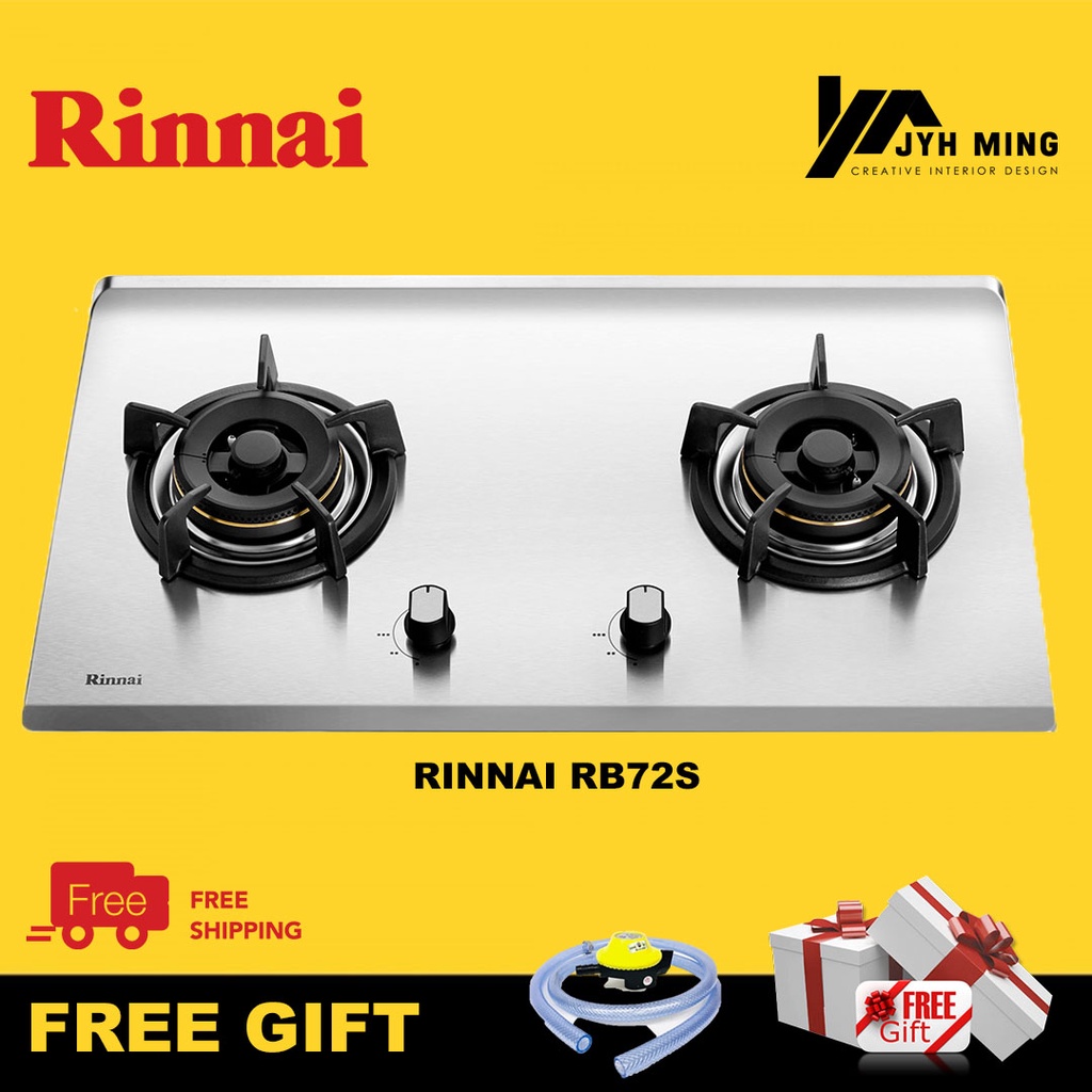 (Ready Stock) Rinnai Gas Hob RB72S Hyper Burner 5.5kw Stainless Steel Gas Stove RB-72S / Rinnai ...