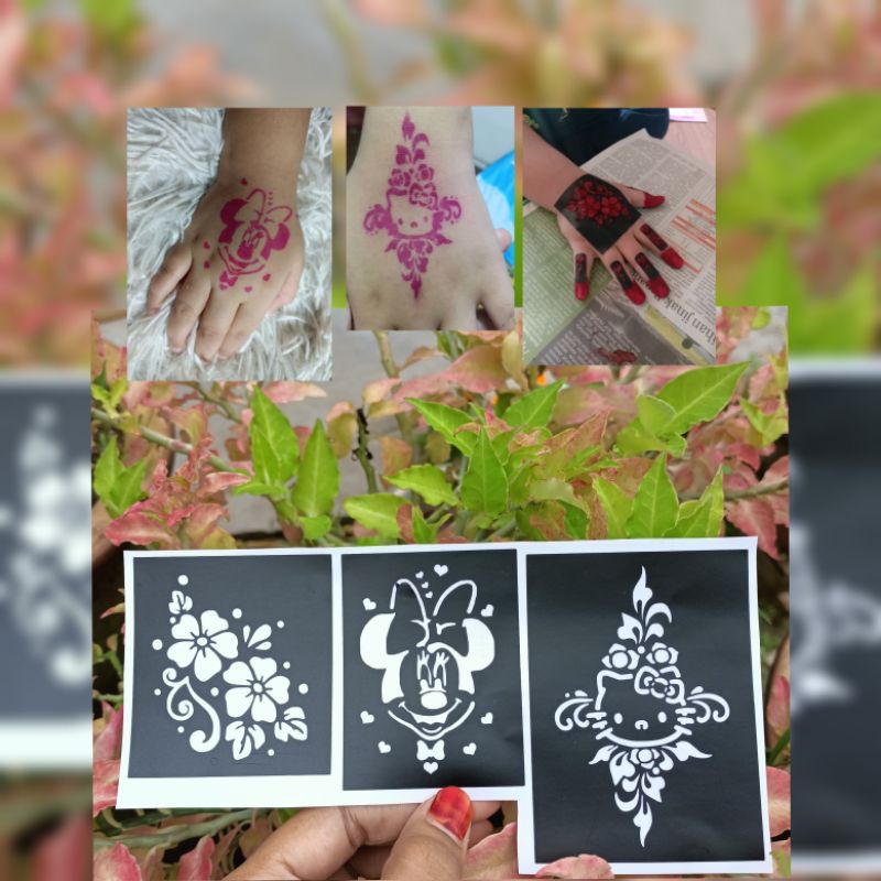 sticker inai budak 💕hello kitty/bunga💕 cantik dan mudah/readystok ...