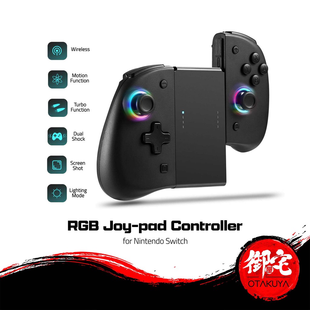Nintendo Switch RGB Wireless Ergonomic Split Pad Pro Joy Con With Turbo ...