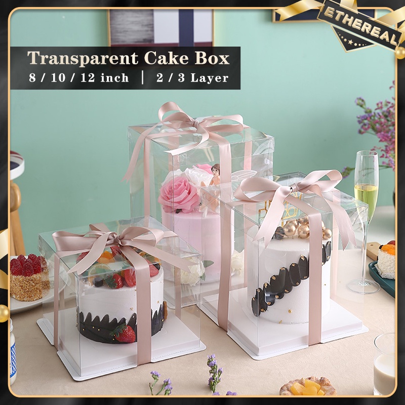Transparent Cake Box Square Acetate Clear Birthday Box | Shopee Malaysia