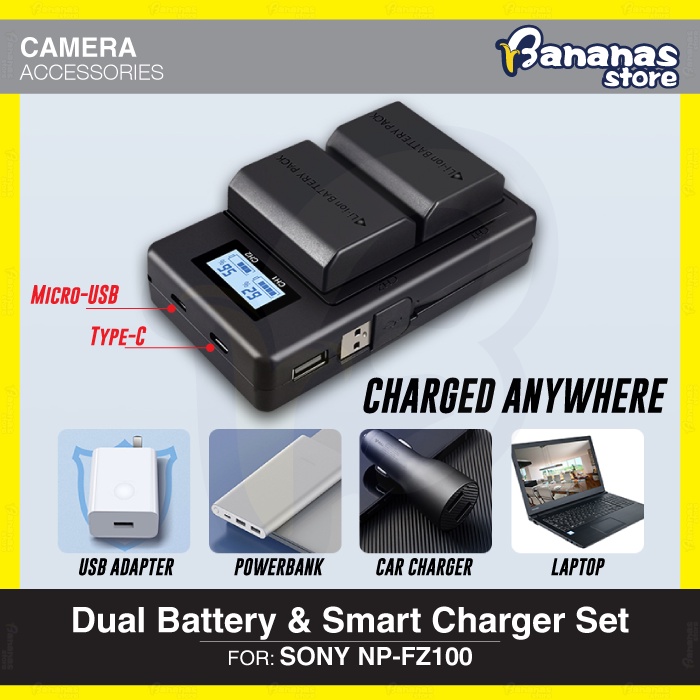 Replacement NP-FZ100 Z-Series Rechargeable Smart Charger Dual Battery ...