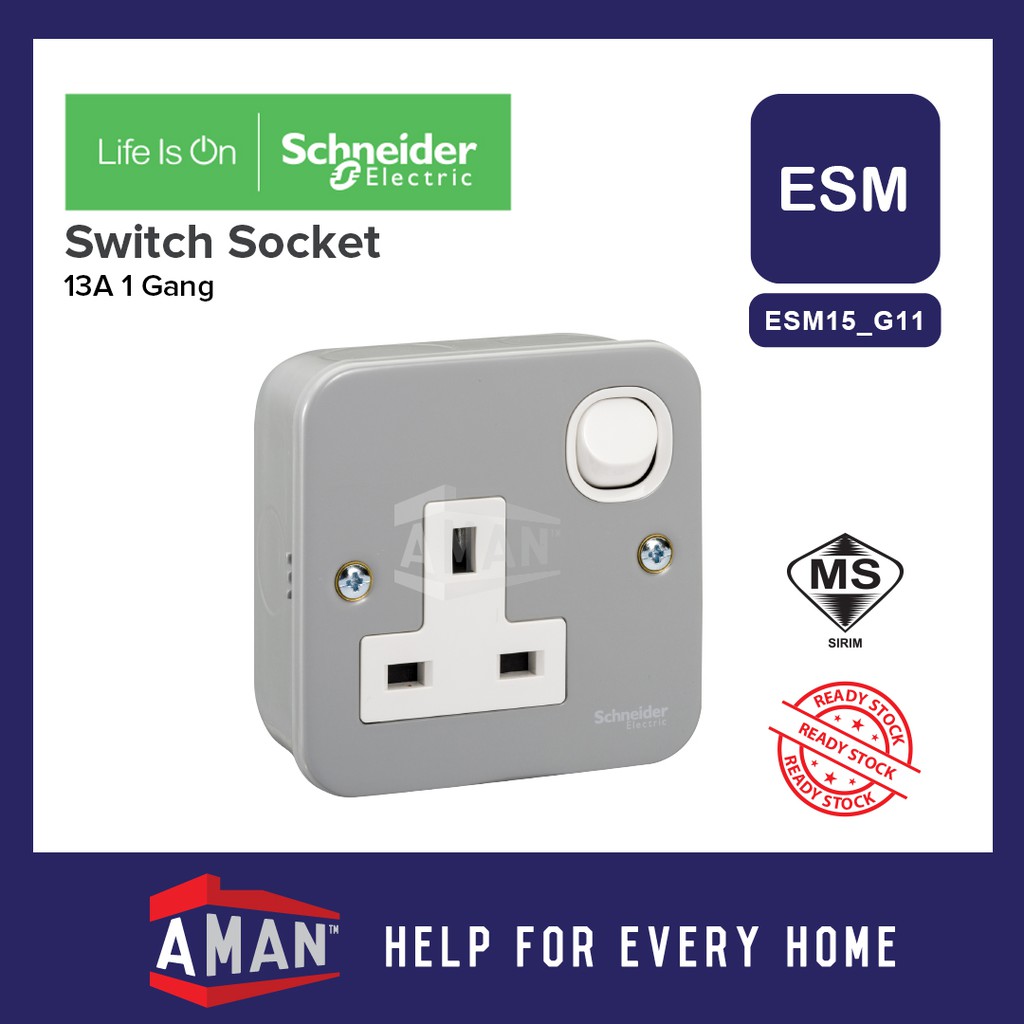Schneider Kavacha ESM Metal Clad Series Switch Socket 1G | Shopee Malaysia