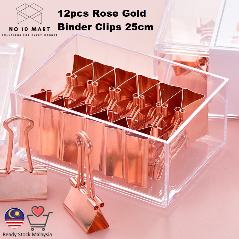 [Ready Stock] Deli Rose Gold Binder Clips 18mm (25pcs) / 25mm (12pcs ...