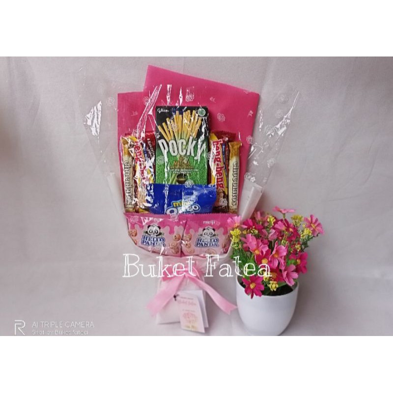Pink matcha snack Bucket snack Bucket snack Bucket snack Bouquet ...