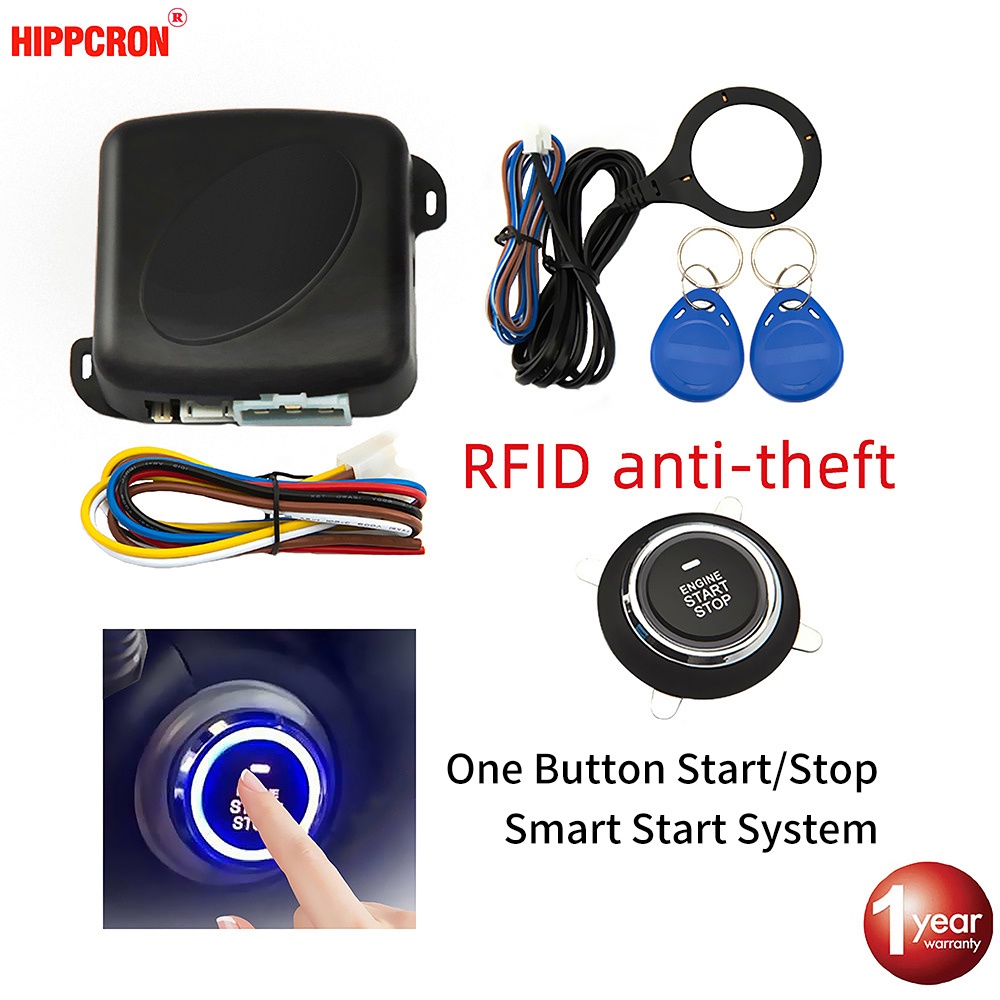 Car Start Stop Button Engine RFID Alarm System Push Button Remote ...