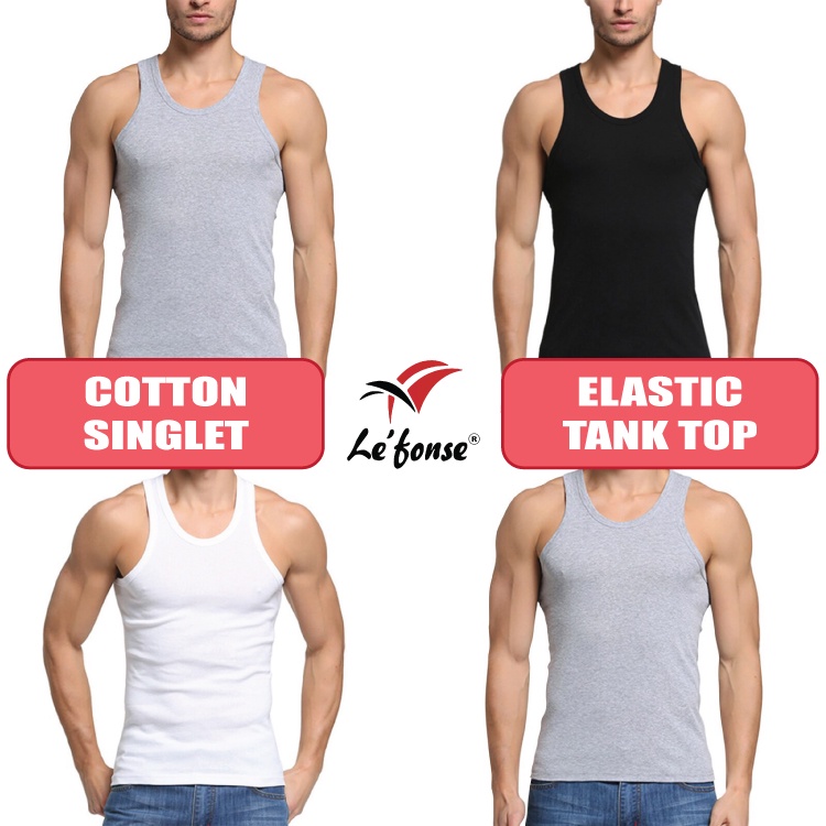 LEFONSE x MR Men Adult Plain Cotton Singlet TANK TOP Baju Lelaki ...